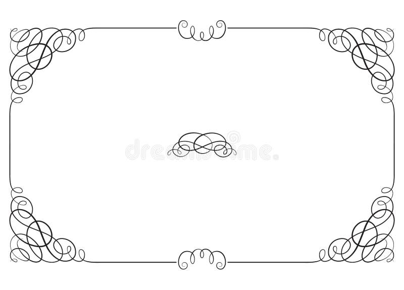 Black Rectangular Ornate Border with Vignette Corners. Stock Vector ...
