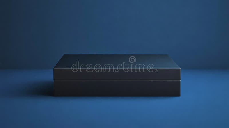 Black Rectangular Packaging Box Displayed Against a Deep Blue Gradient ...
