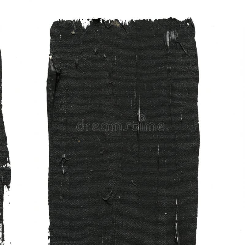 A Black Rectangular Paint Stroke on a White Canvas Shows a Textured ...