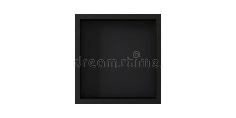 Black Rectangular Photo Frame with Deep Shadowed Interior Isolated on ...