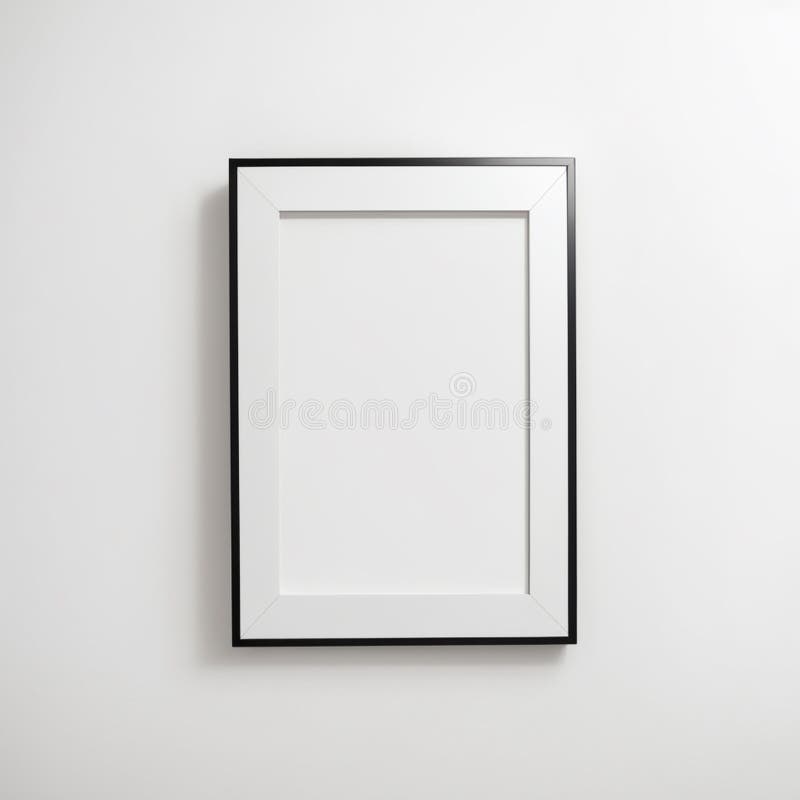 Black Rectangular Picture Frame on White Wall Stock Illustration ...