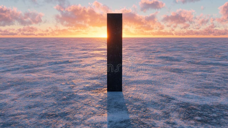 A Black Rectangular Pillar Stands Alone in the Middle of a Vast Ocean ...
