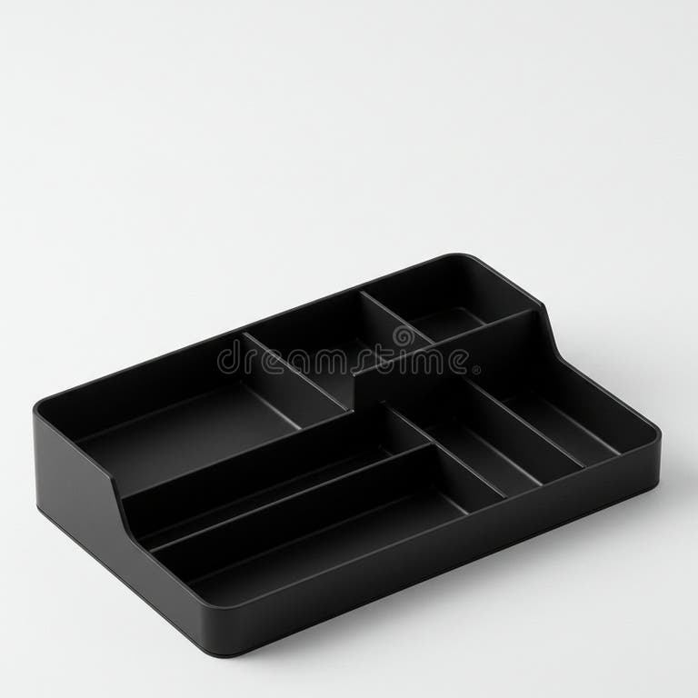 Black Rectangular Plastic Organizer with Multiple Compartments. it Has ...