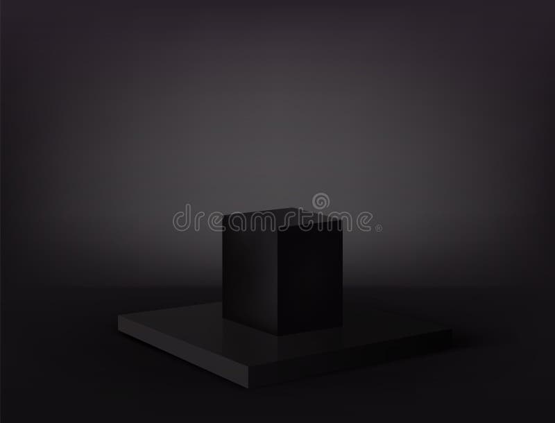Black Rectangular Podium with Black Cube Stand. a Stage for Displaying ...