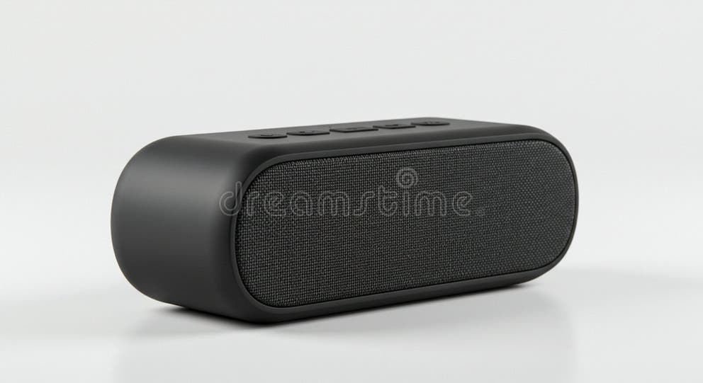 Black Rectangular Portable Speaker with Rounded Edges, Featuring a ...