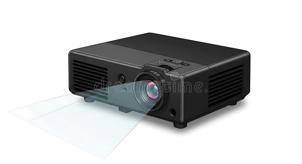 A Black, Rectangular Projector Emits Light from Its Lens, Situated at ...