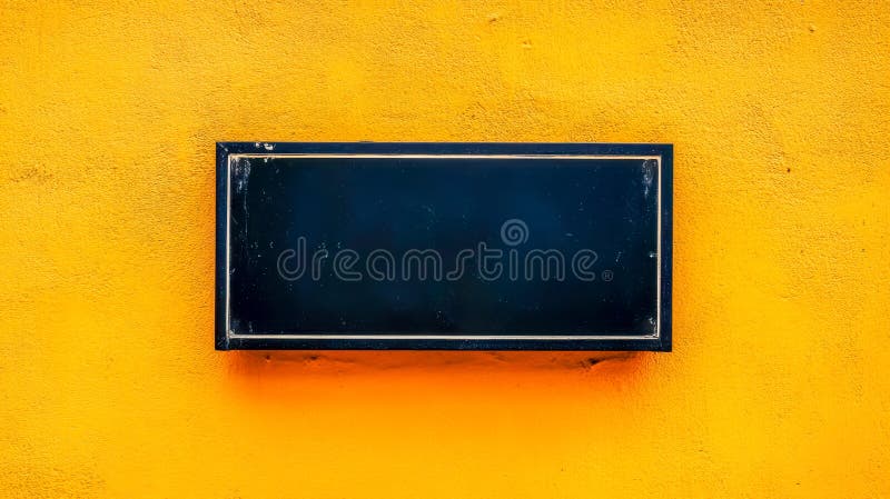 Black Rectangular Sign on Vibrant Yellow Wall Displaying Information ...