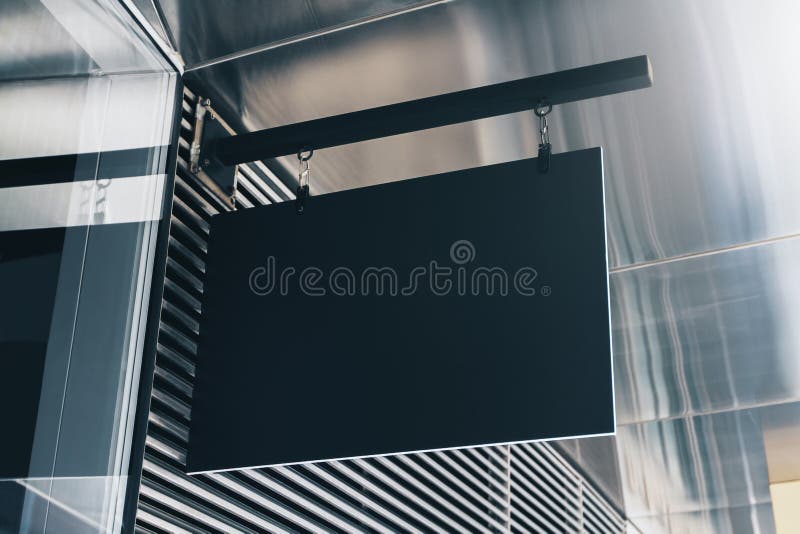 Black Rectangular Sign on the Wall of a Modern Shopping Mall, Mock Up ...