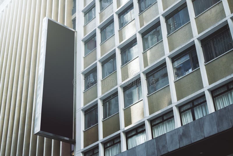 Black Rectangular Signboard on the Wall of a Modern Business Center ...