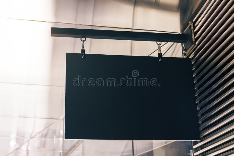 Black Rectangular Signboard on the Wall Stock Image - Image of wall ...
