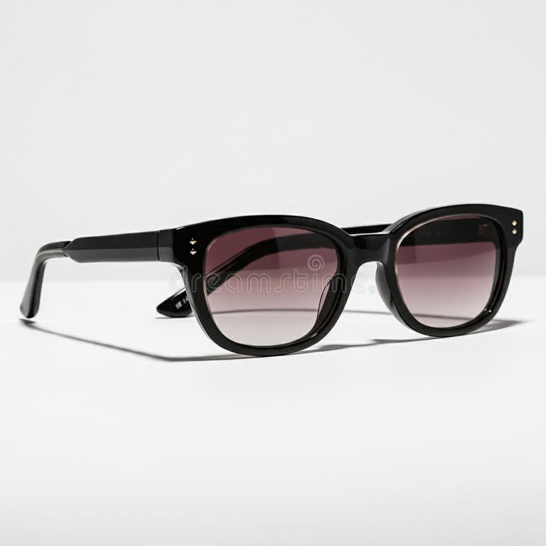 Black Rectangular Sunglasses with a Glossy Frame are Positioned on a ...