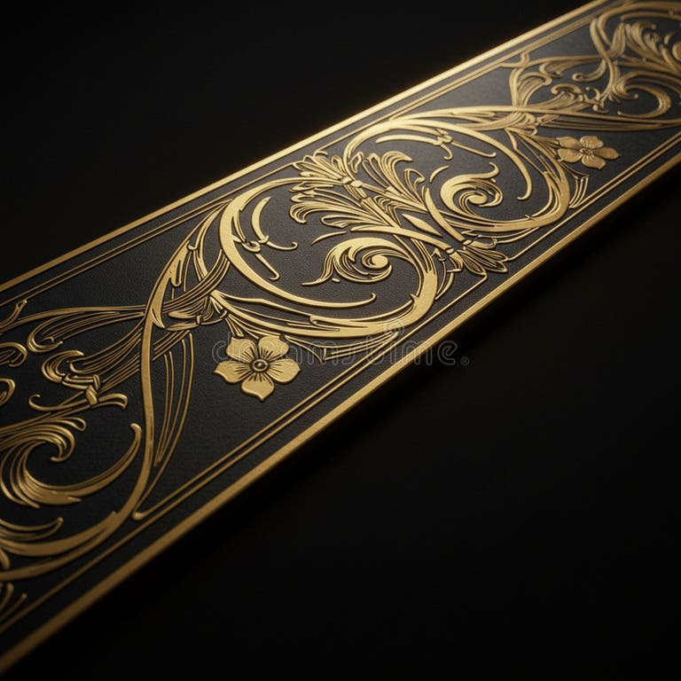 A Black Rectangular Surface Decorated with Intricate, Ornate Patterns ...