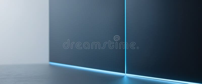 A Black Rectangular Surface with Neon Blue Light Accents. Stock Image ...