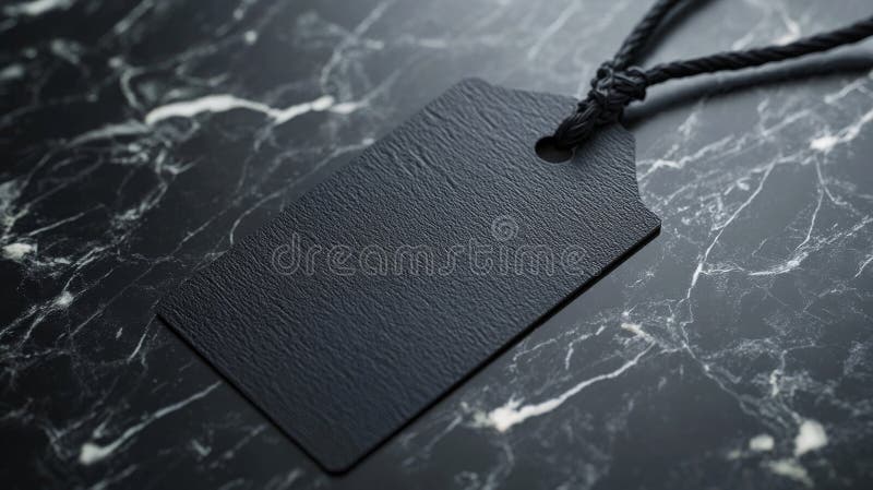 Black Rectangular Tag on Dark Marble Background Stock Illustration ...