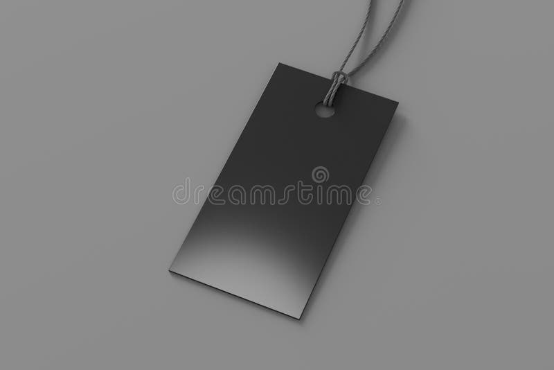 Black Rectangular Tag Mockup on Gray Background. Side View Stock ...