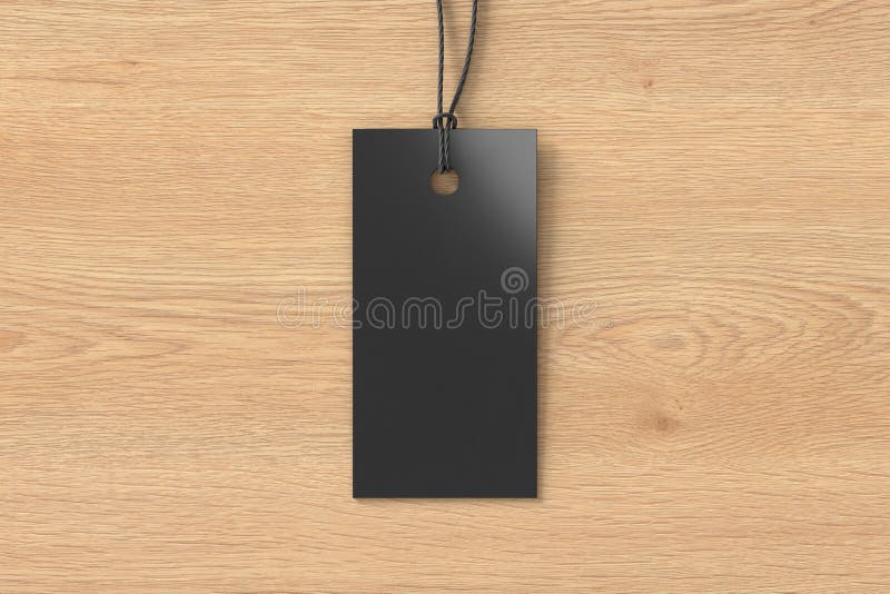 Black Rectangular Tag Mockup on Gray Background. View Directly Above ...