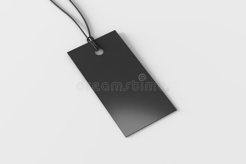 Black Rectangular Tag Mockup on White Background. Side View Stock ...