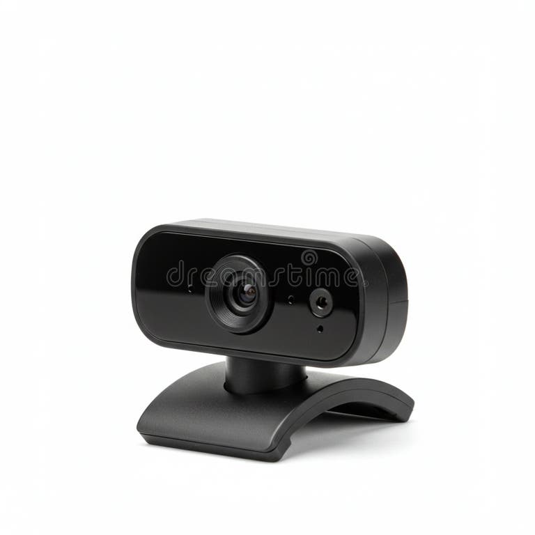 Black, Rectangular Webcam Featuring a Central Lens and a Supporting ...