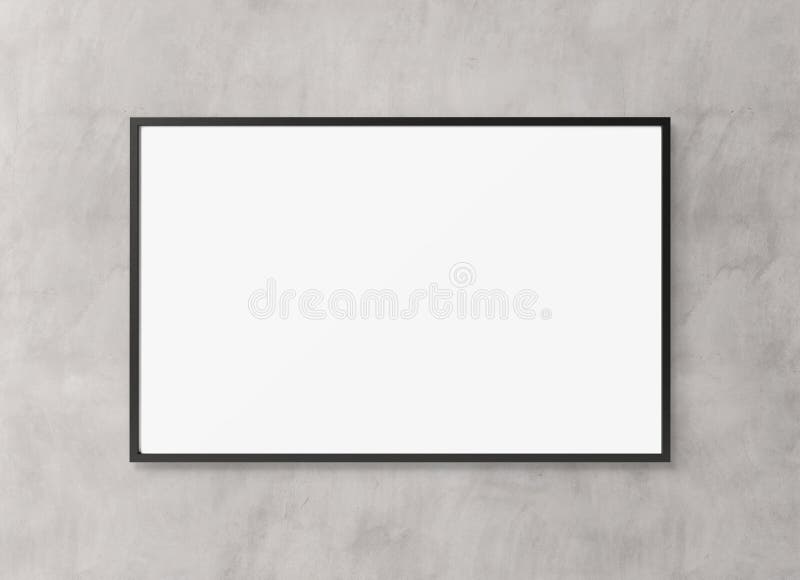 Black Rectangular Wooden Frame on Concrete Background 3D Rendering ...