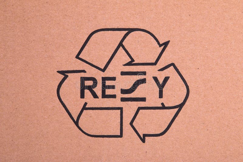 Black Recycle Symbol on Cardboard Stock Image - Image of logo, nature ...