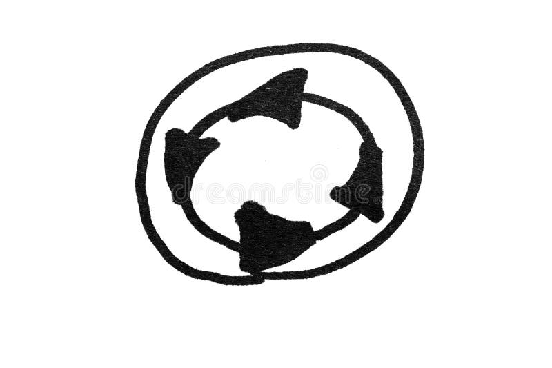 Black Recycle Symbol on White Background. Black and White Image Stock ...