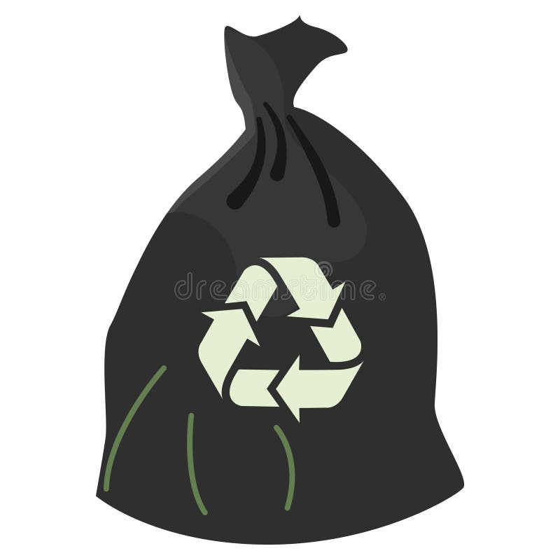 Black Recycle Waste Bag. Vector Stock Illustration - Illustration of ...