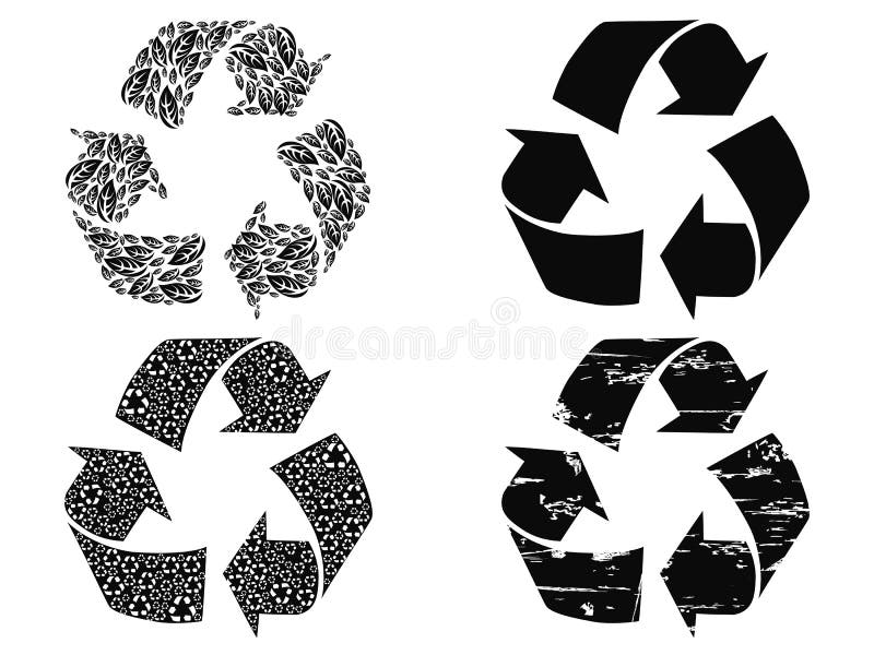 Set of Black Recycling Signs, Arrow Icons Isolated on White. Recycling ...