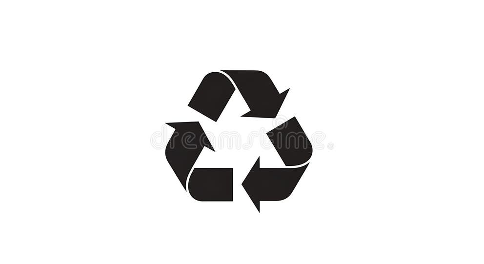 Black Recycling Symbol with Three Arrows Forming a Triangle on a White ...