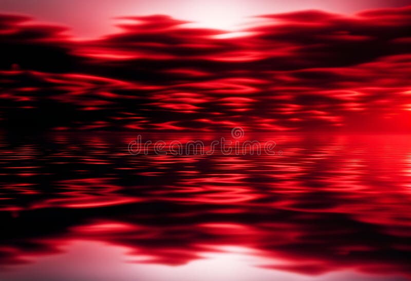 Black Red Abstract Background. Reflection of Light in Calm Water Stock ...
