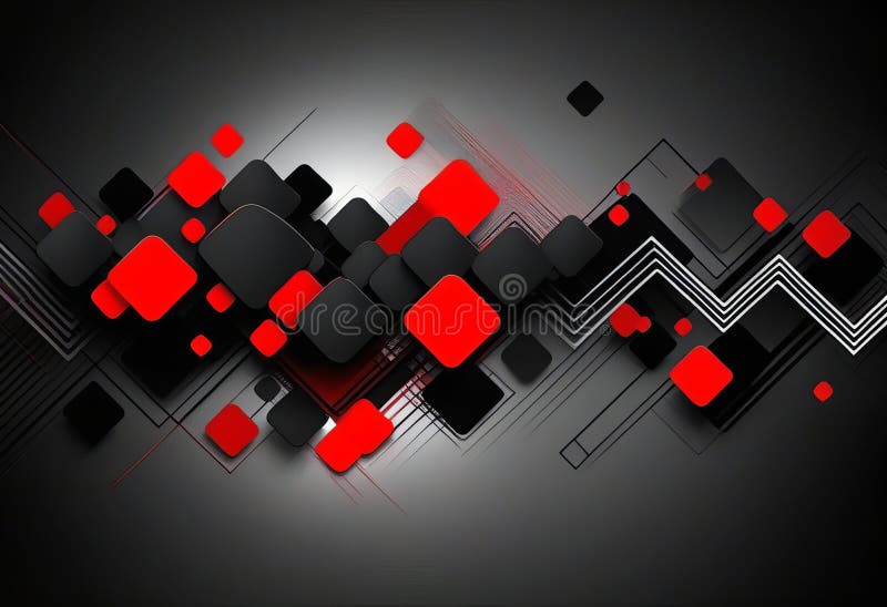 Black and Red Abstract Header with Outline of Squares. Simple Vector ...