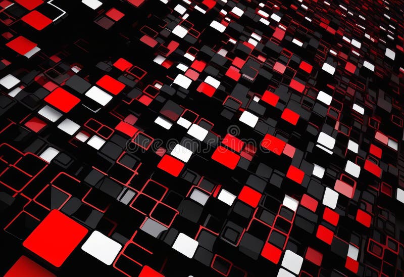 Black and Red Abstract Header with Outline of Squares. Simple Vector ...