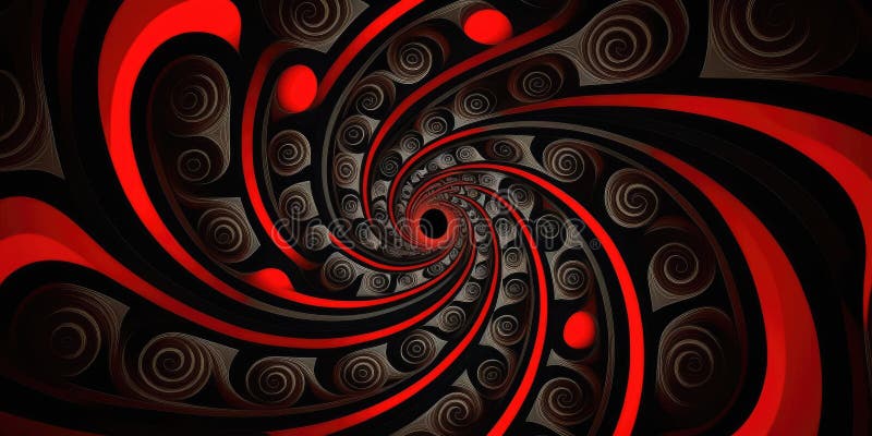 Black and Red Abstract Recursive Spiral Texture Pattern, Wallpaper or ...