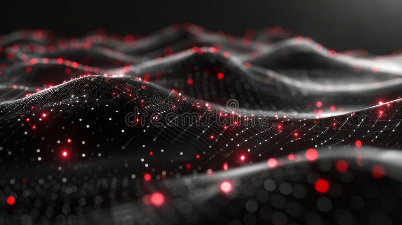 Black and Red Abstract Wireframe Landscape, High-Tech Digital ...
