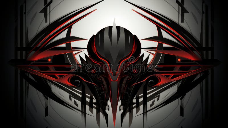 A Black and Red Alien Design on a White Background Stock Illustration ...