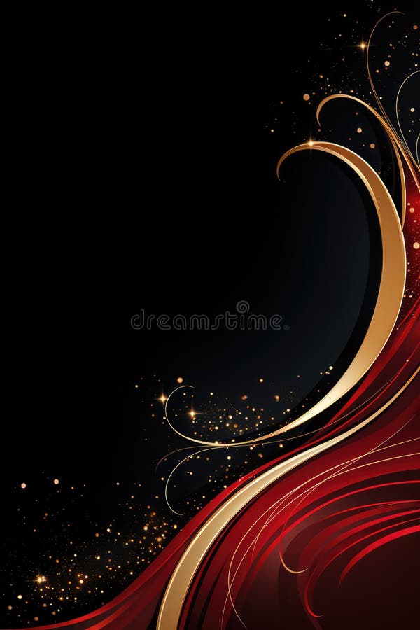 A Black and Red Background with Gold Swirls Stock Illustration ...