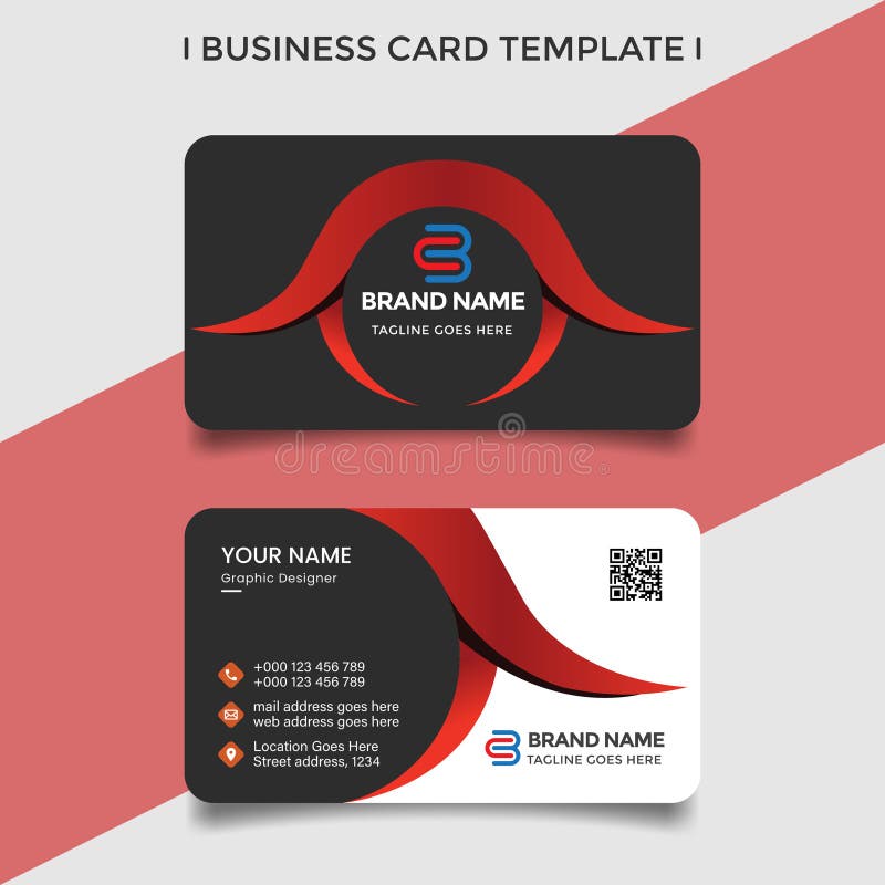 Black and Red Business Card Design Template Vector Stock Vector ...