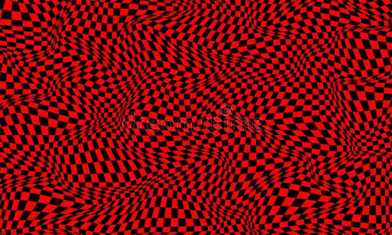 Black and Red Checkered Pattern. Chessboard Warped Surface with ...