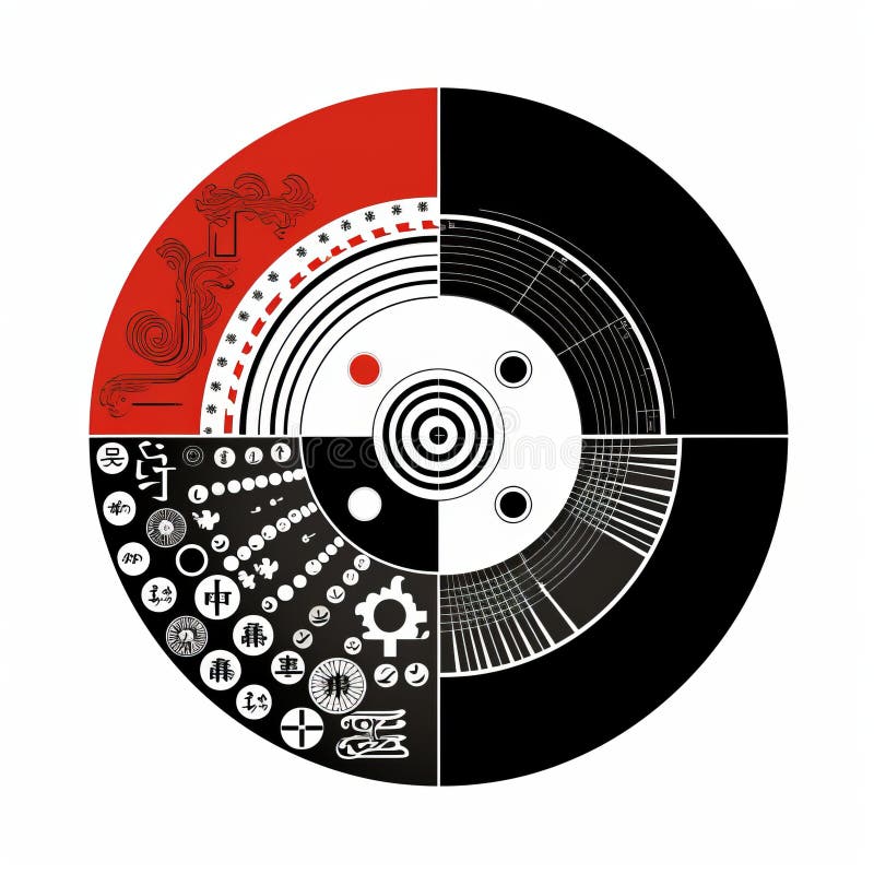 Black and Red Circle with Multi-panel Compositions and Cultural ...