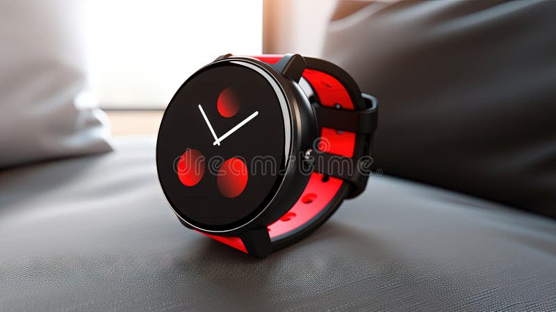 A Black and Red Clock Sitting on Top of a Bed Stock Illustration ...