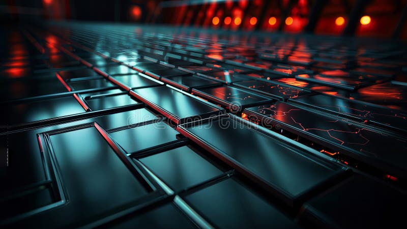 Quantum Computer: a Cyber Background with a Black and Red Computer and ...