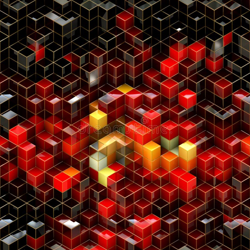 Abstract Red Shiny Cubes Background Stock Illustration - Illustration ...