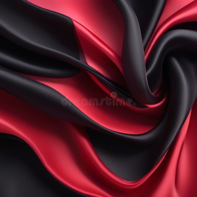Black and Red 3D Wave Gradient Silk Fabric Abstract Background Stock ...