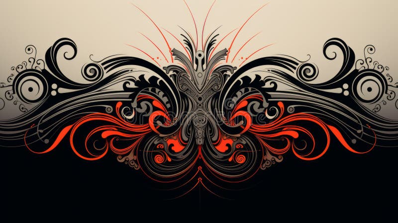 A Black and Red Design with Swirls and Swirls Stock Illustration ...