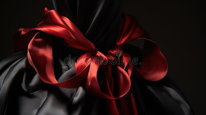 A Black and Red Dress with a Red Ribbon on it Stock Illustration ...