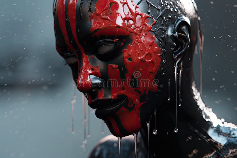 A black and red face paint stock illustration. Illustration of face ...