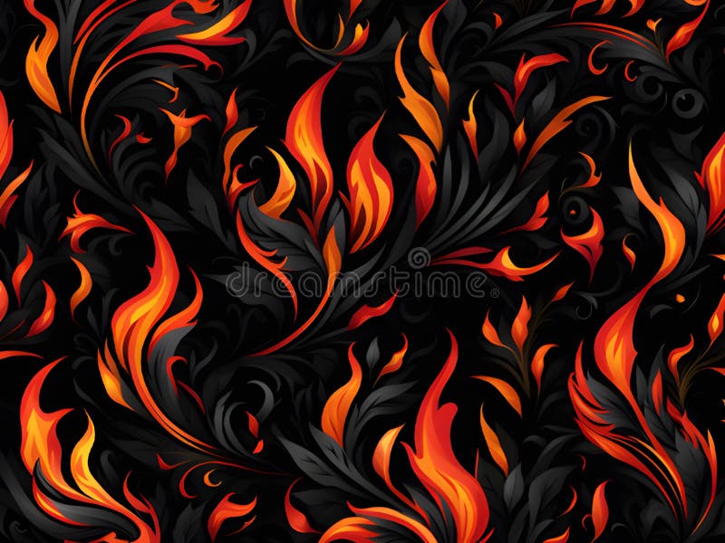 Black and Red Fire Pattern Background, Ai Generated Stock Illustration ...