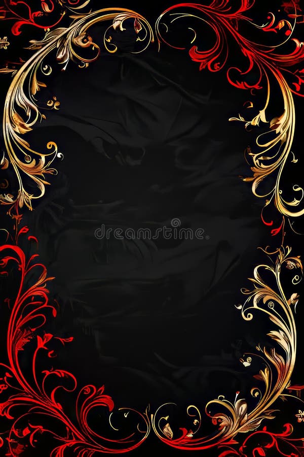A Black and Red Framed Piece of Paper with Gold Trim Stock Illustration ...