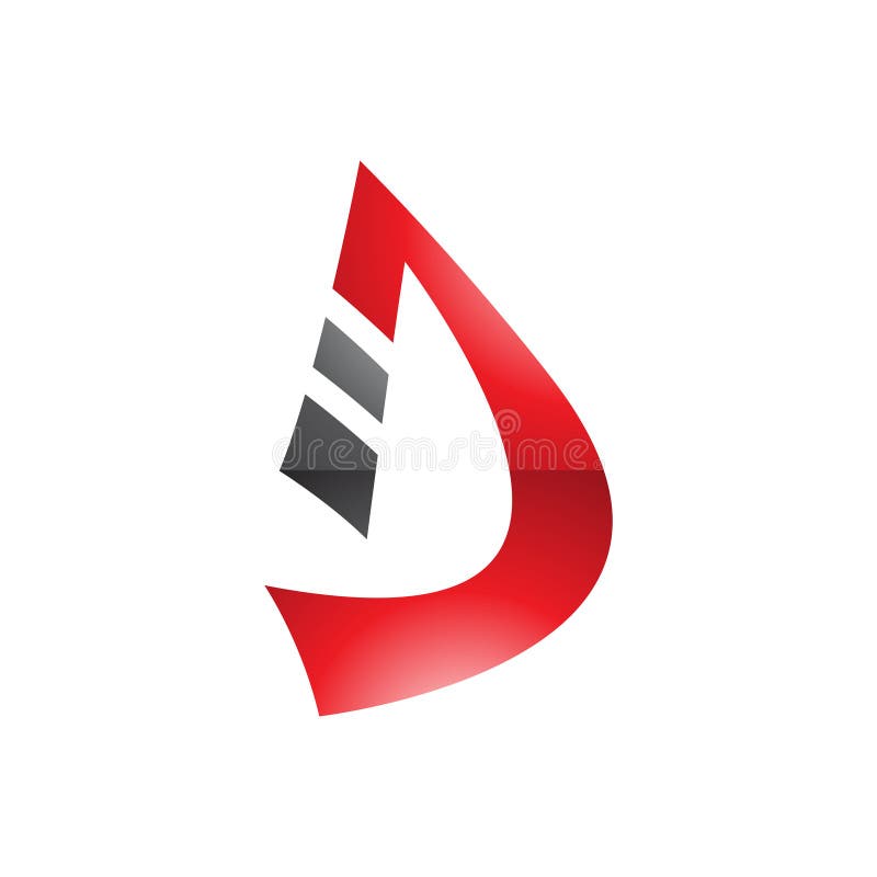 Black and Red Glossy Curved Strip Shaped Letter D Icon Stock Vector ...