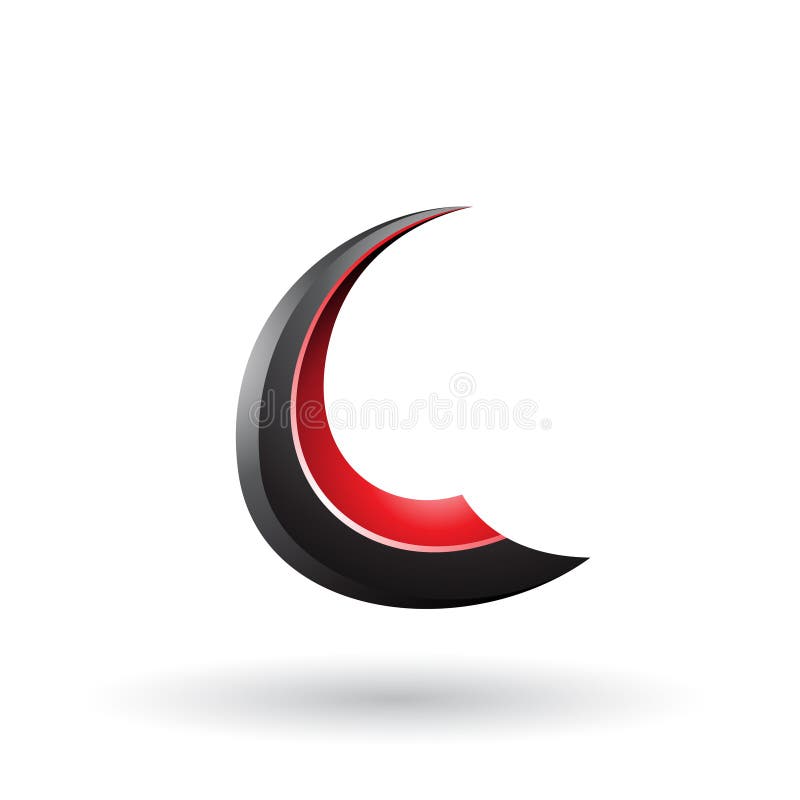 Black and Red Glossy Flying Letter C Isolated on a White Background ...