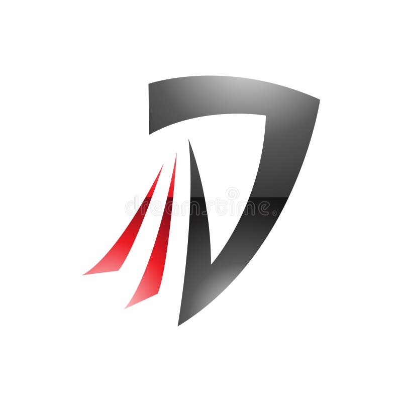 Black and Red Glossy Letter D Icon with Tails Stock Vector ...